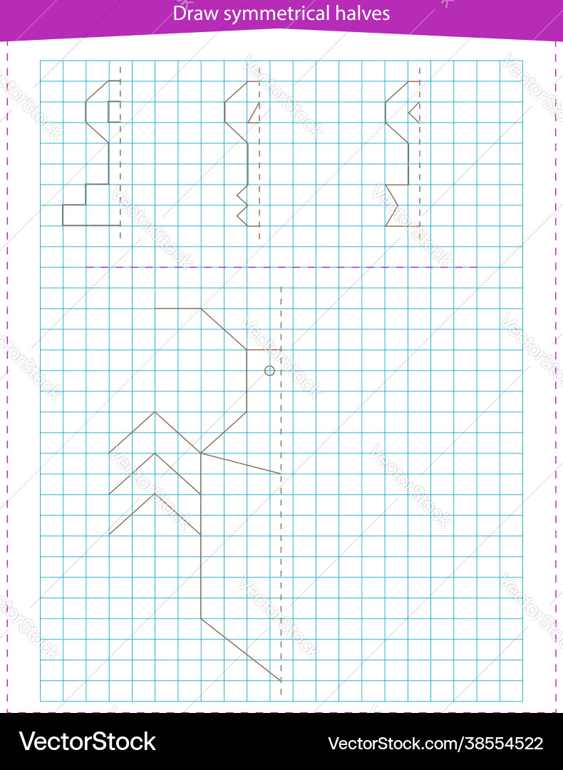 A game for children draw symmetrical halves Vector Image