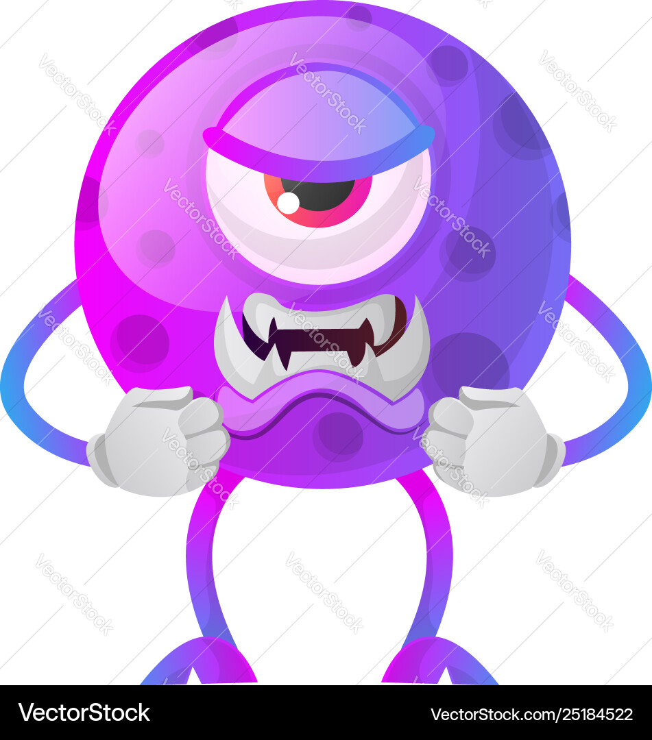 Angry purple monster on white background Vector Image