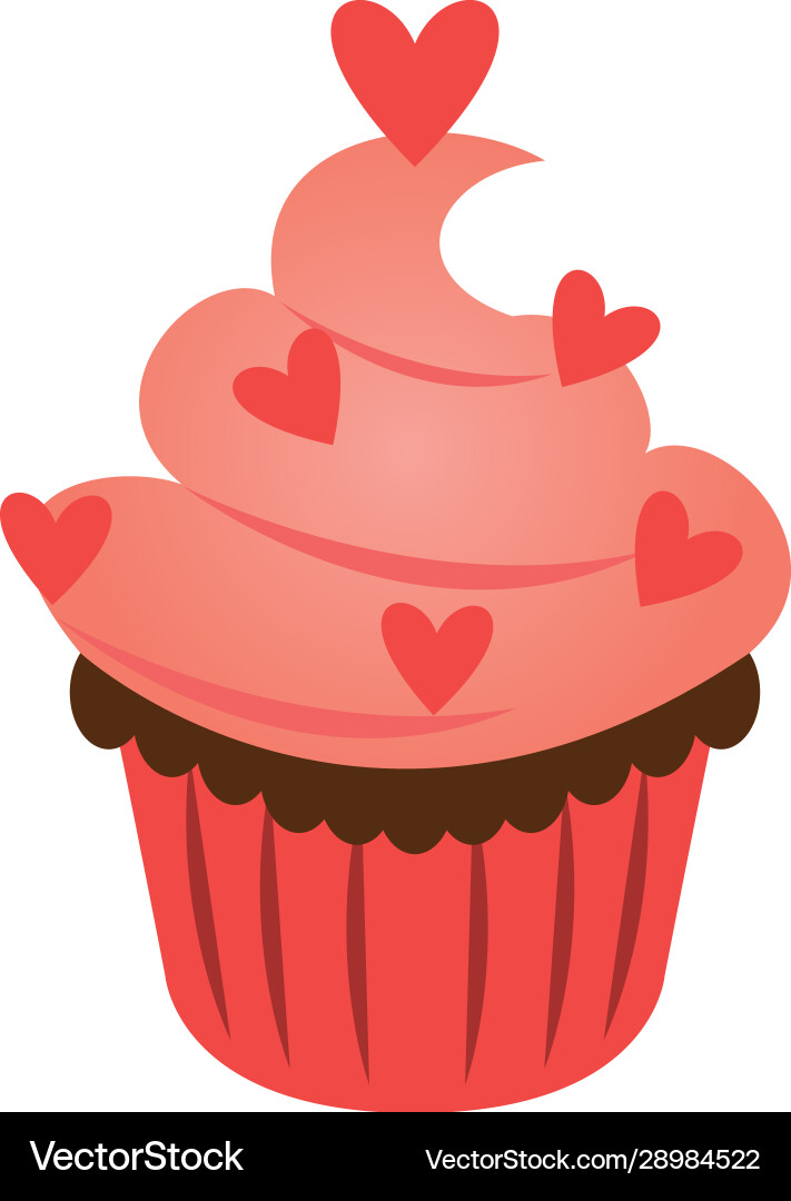Delicious sweet cupcake with hearts Royalty Free Vector
