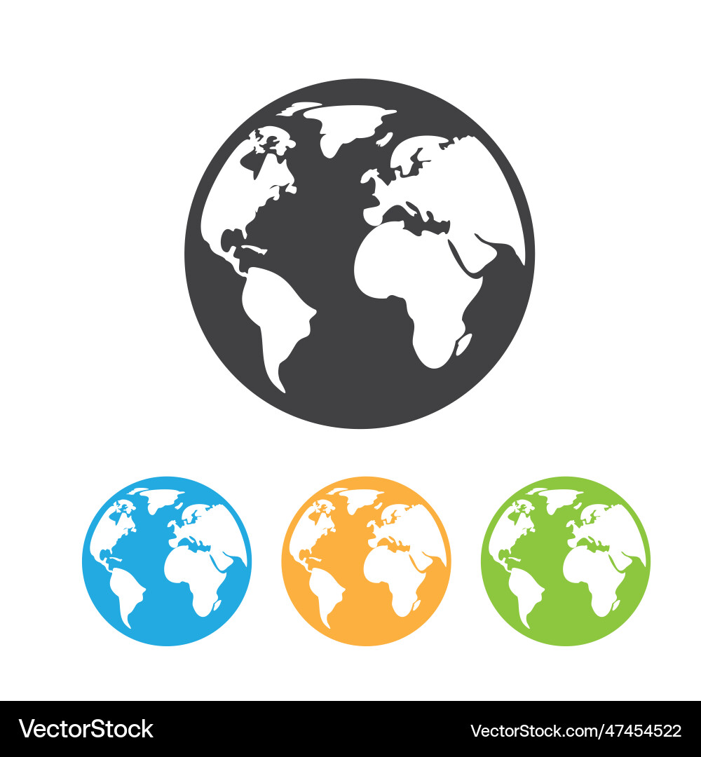 Earth globe icon color set world map in globe Vector Image