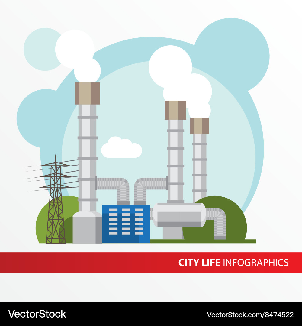 Geothermal power station colorful Royalty Free Vector Image