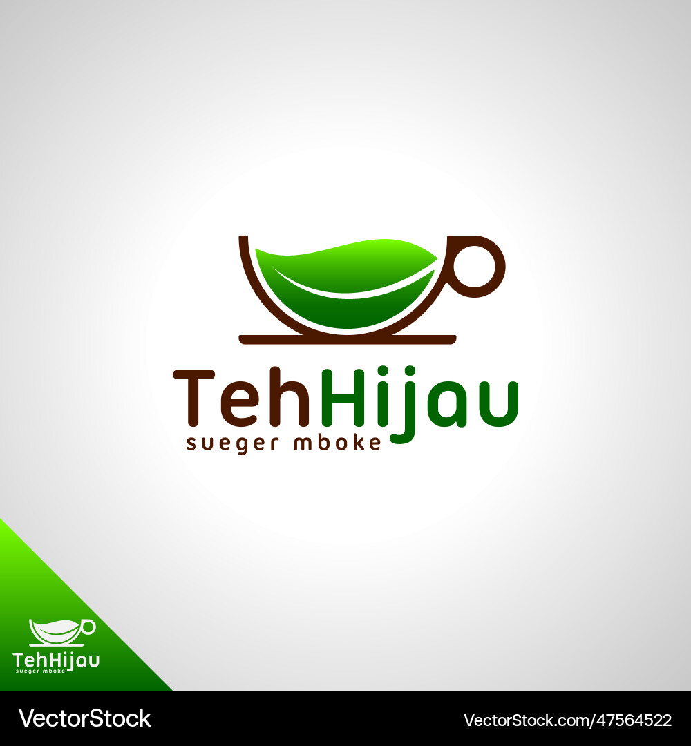 Green tea - healthy drink logo template Royalty Free Vector