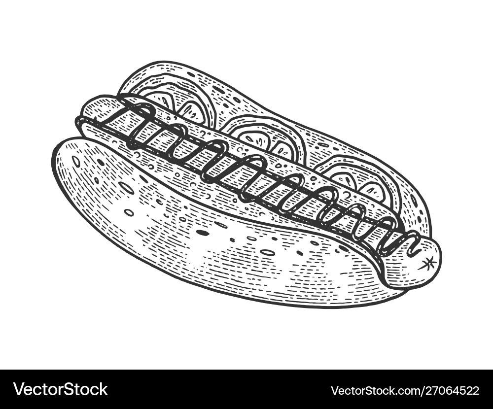 Hot dog sketch engraving Royalty Free Vector Image