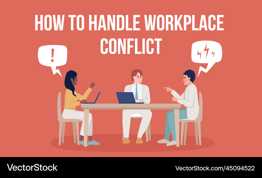 How to handle workplace conflict flat banner Vector Image