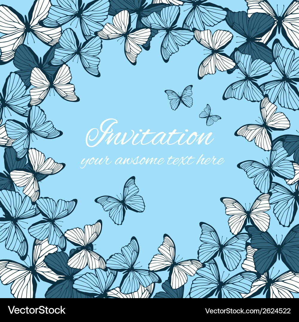 Invitation card template with butterfly ornament Vector Image