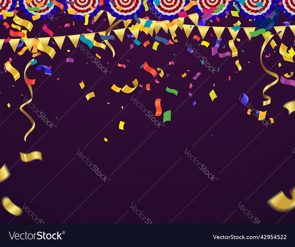 Many falling colorful tiny confetti and ribbon Vector Image