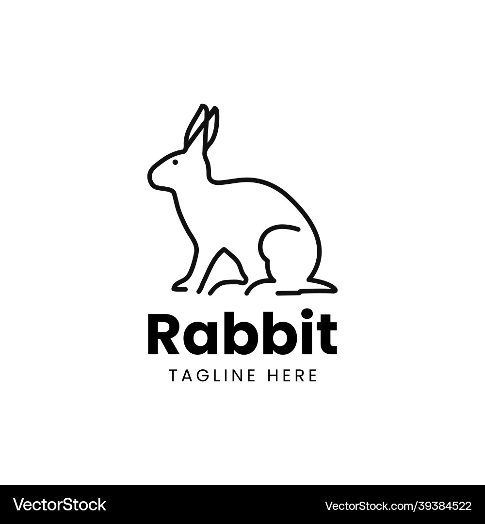 Rabbit line art logo design minimal line art Vector Image