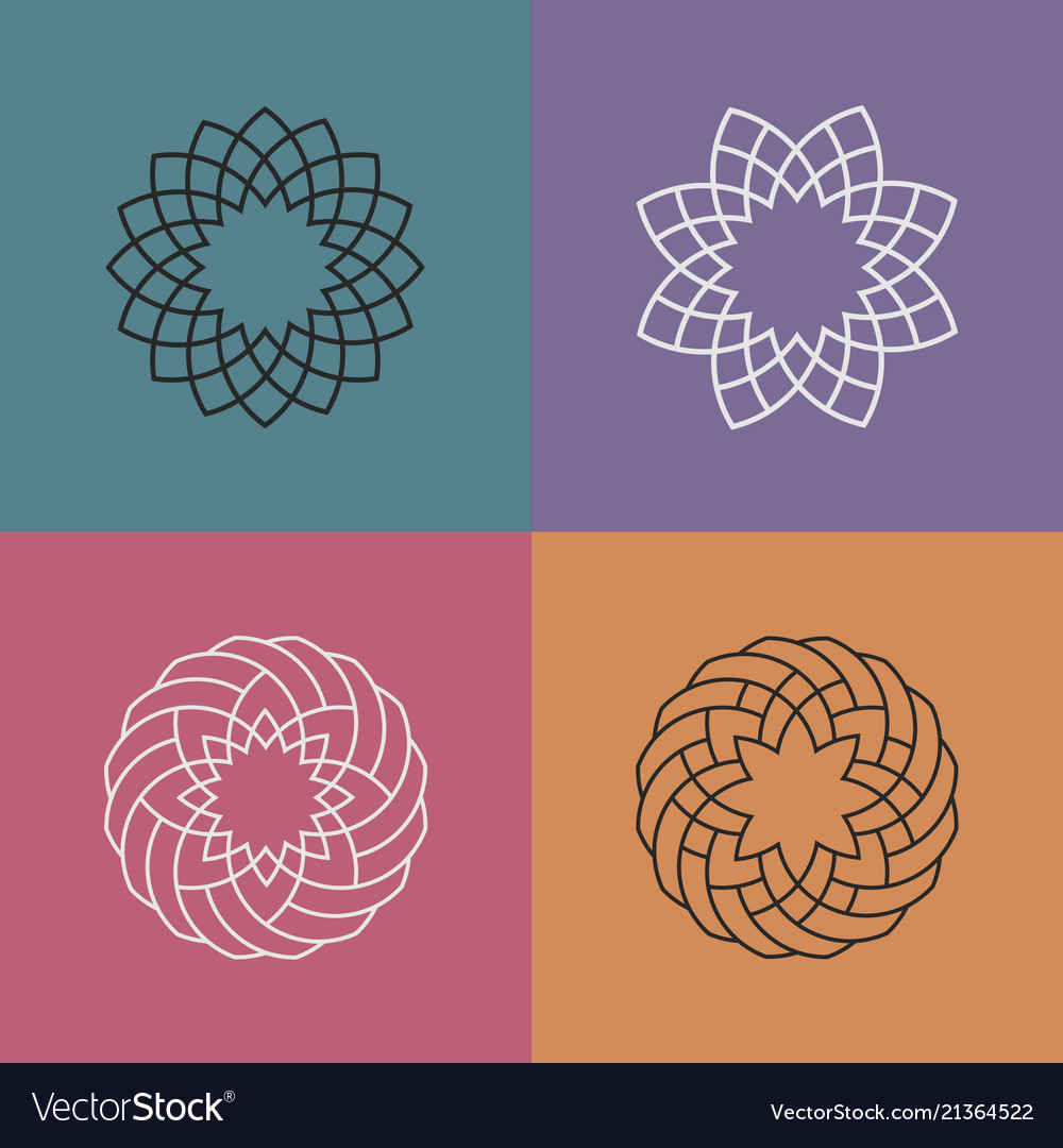 Set abstract linear pattern logos Royalty Free Vector Image