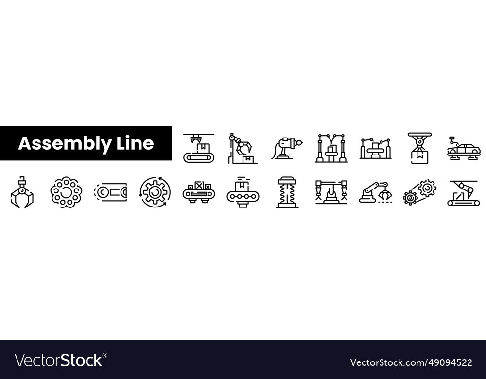 Set of outline assembly line icons Royalty Free Vector Image