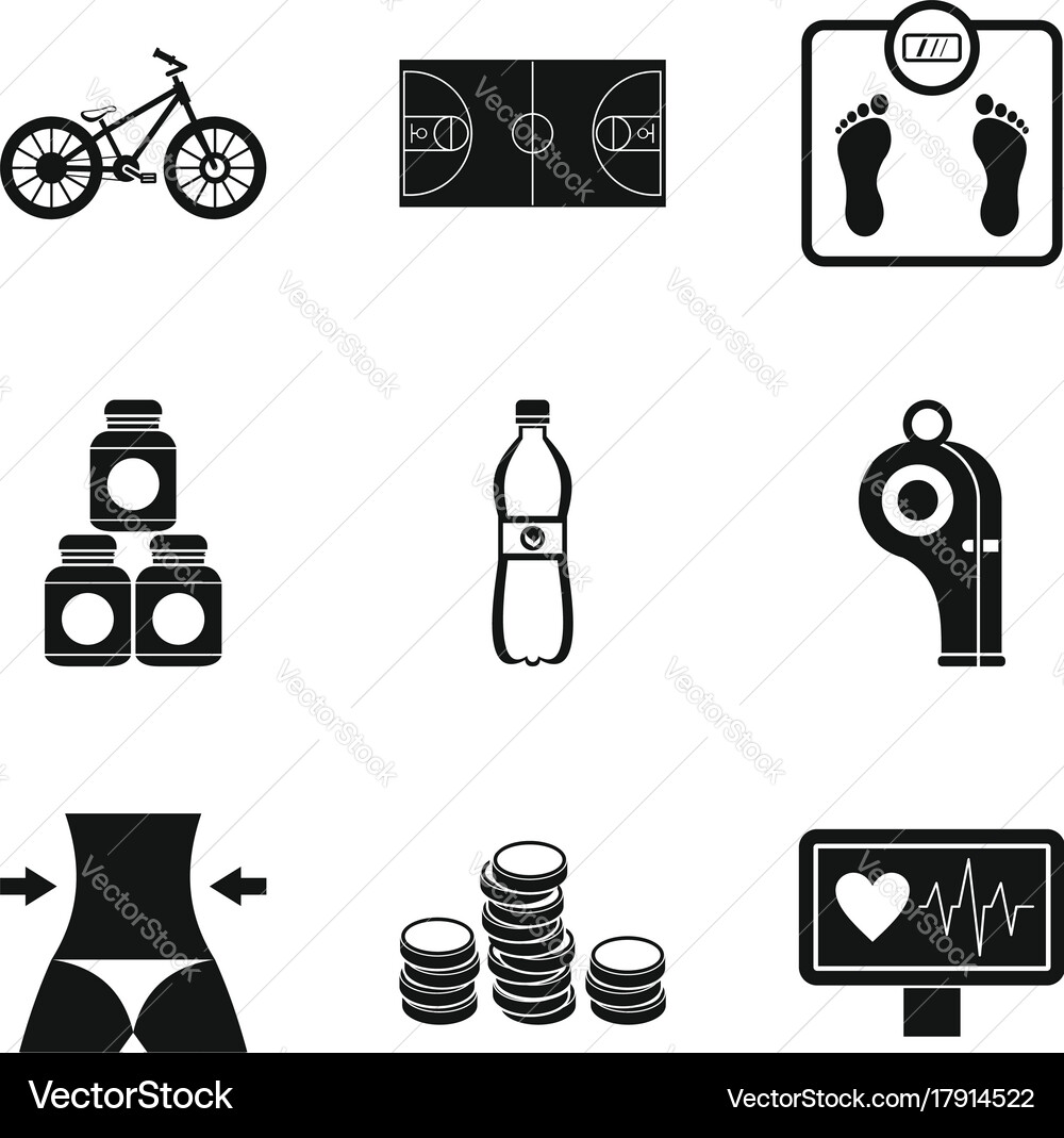 Sport tactic icons set simple style Royalty Free Vector