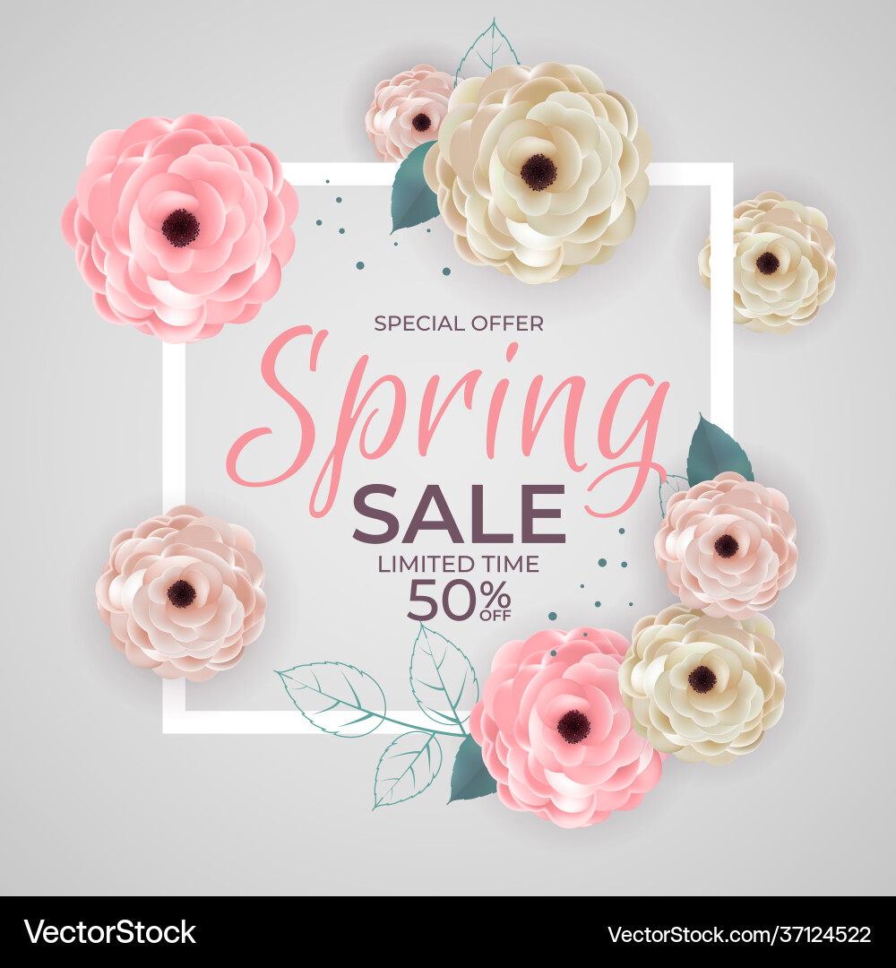 Spring special offer sale frame poster natural Vector Image