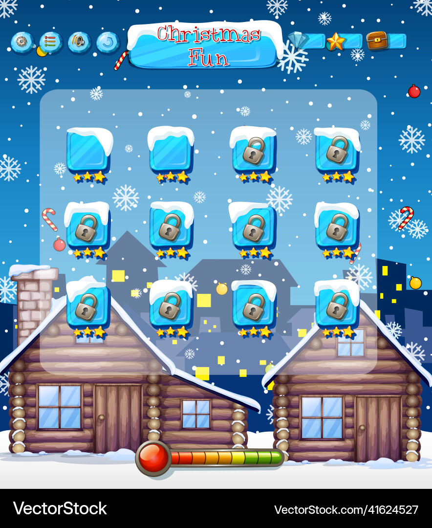 A game template snowing background Royalty Free Vector Image