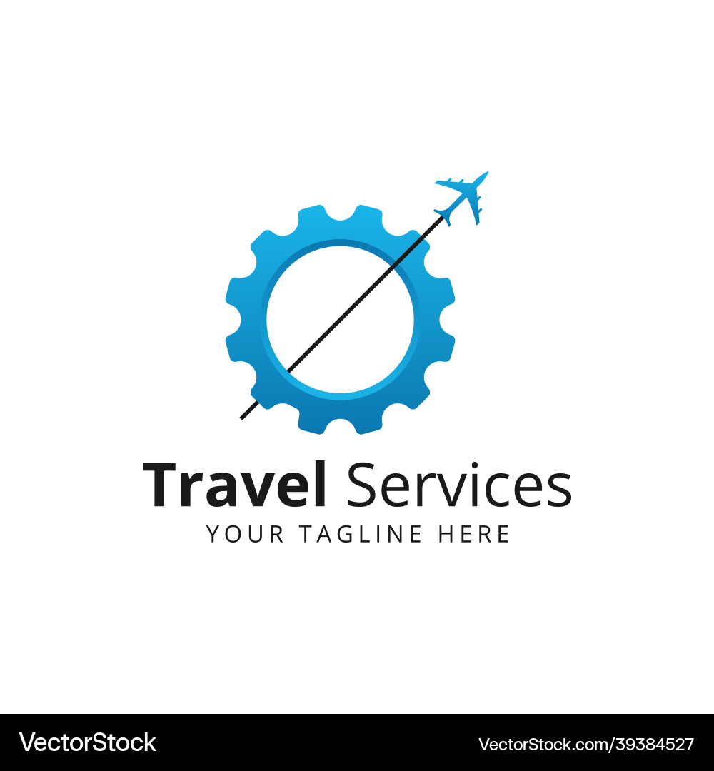 Airplane and gear logo design template Royalty Free Vector