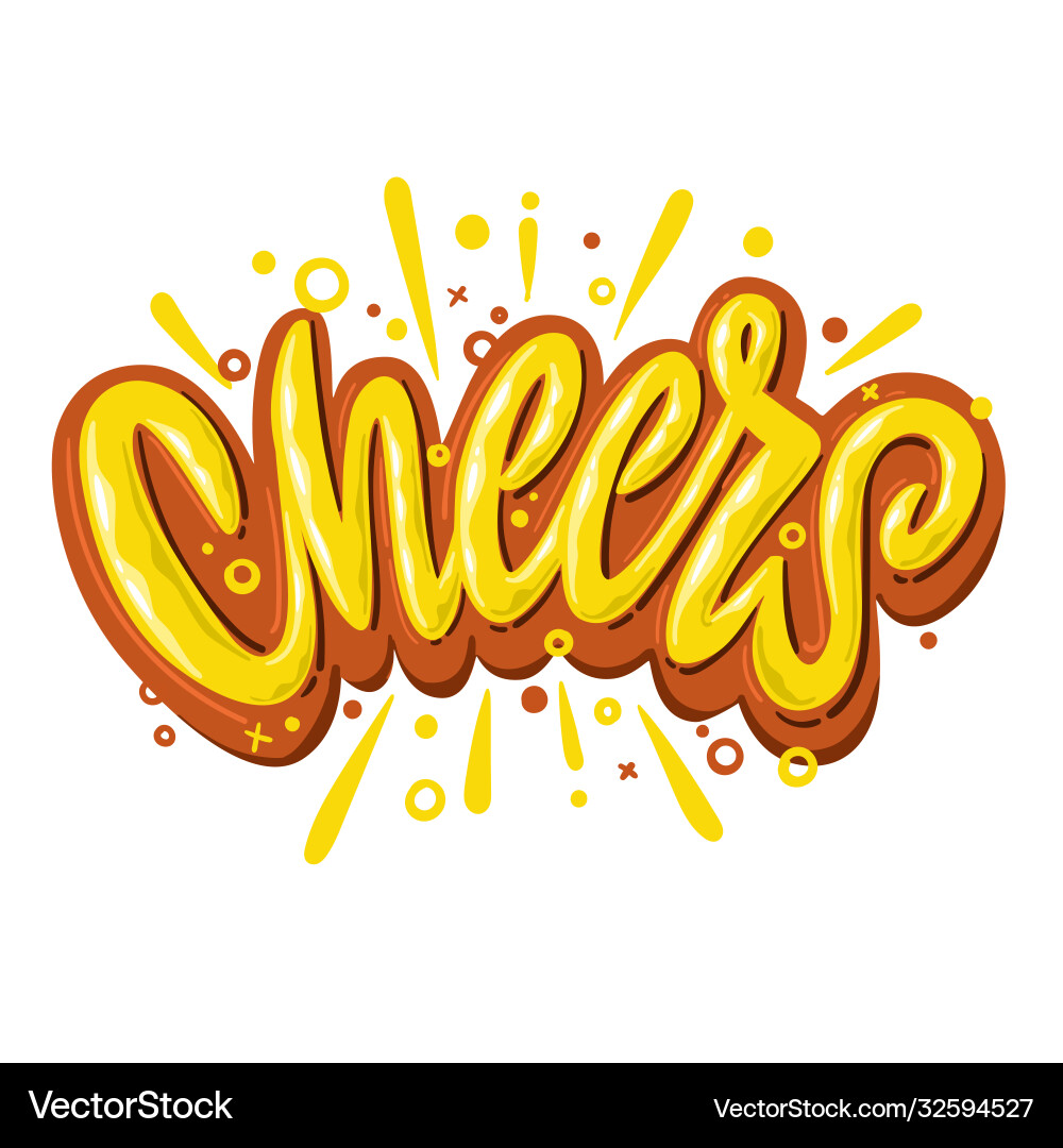 Cheers hand lettering colorful text design Vector Image