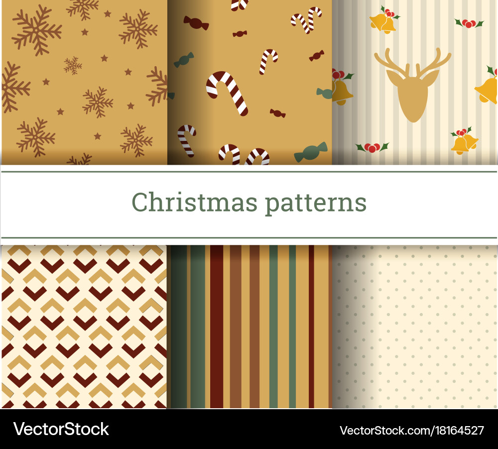 Christmas seamless patterns set Royalty Free Vector Image