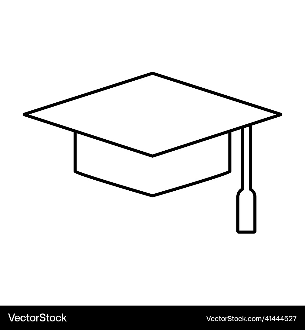 Graduation hat cap line art icon for education Vector Image