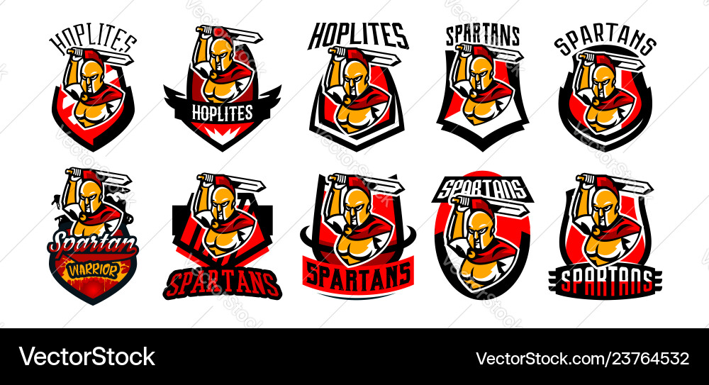 A collection of emblems logos badges a spartan Vector Image