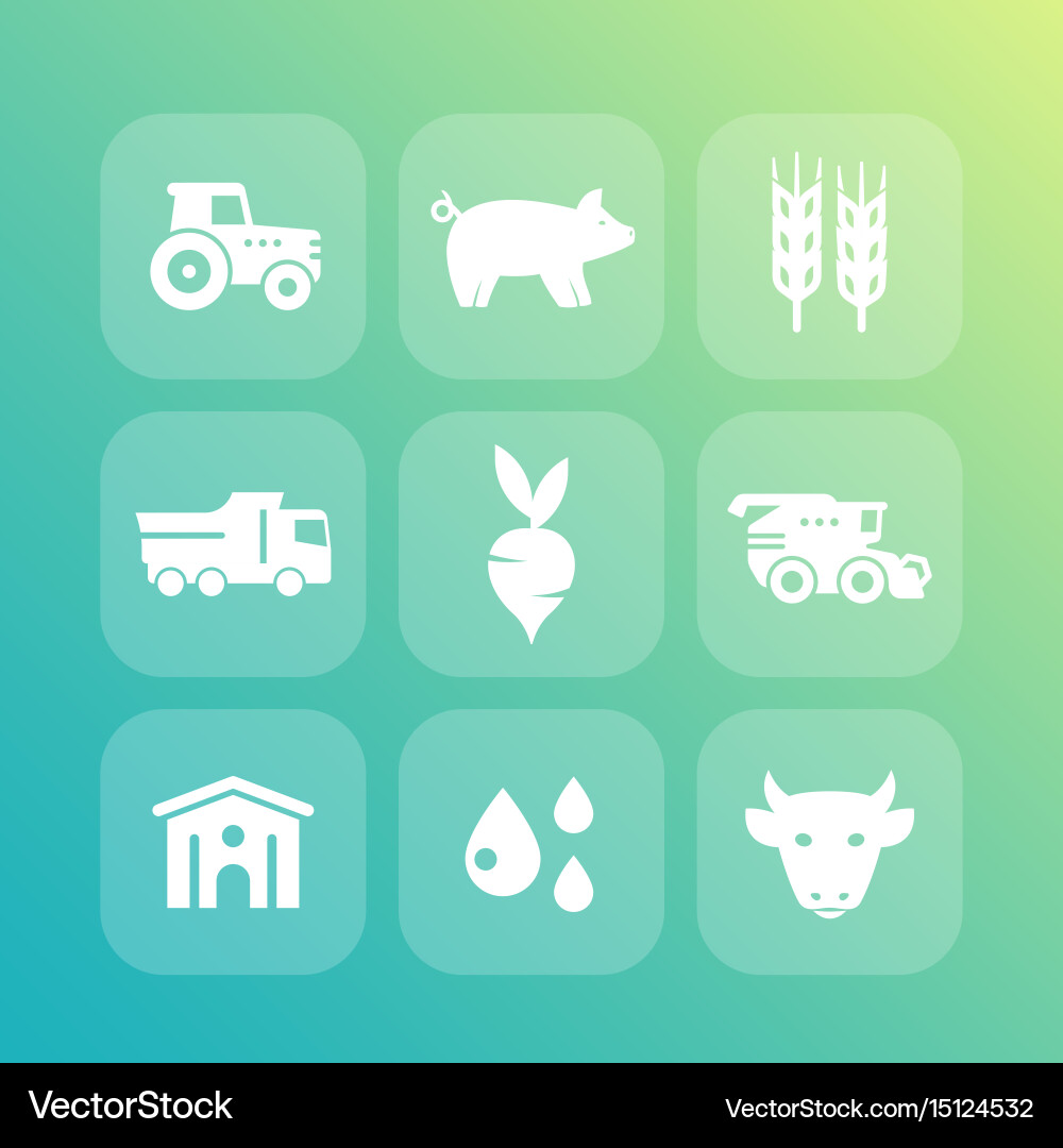 Agriculture farming icons set Royalty Free Vector Image
