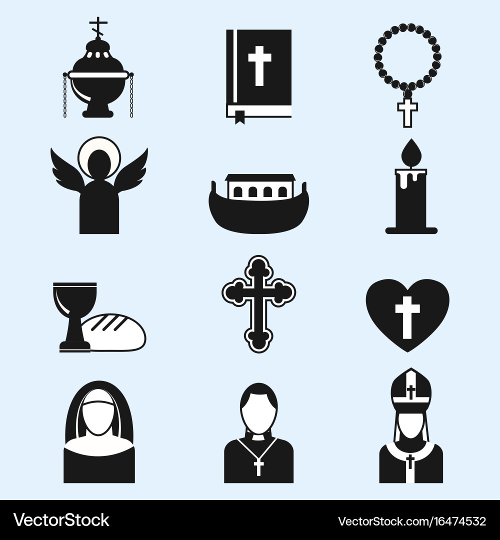 Christianity religion flat icons Royalty Free Vector Image
