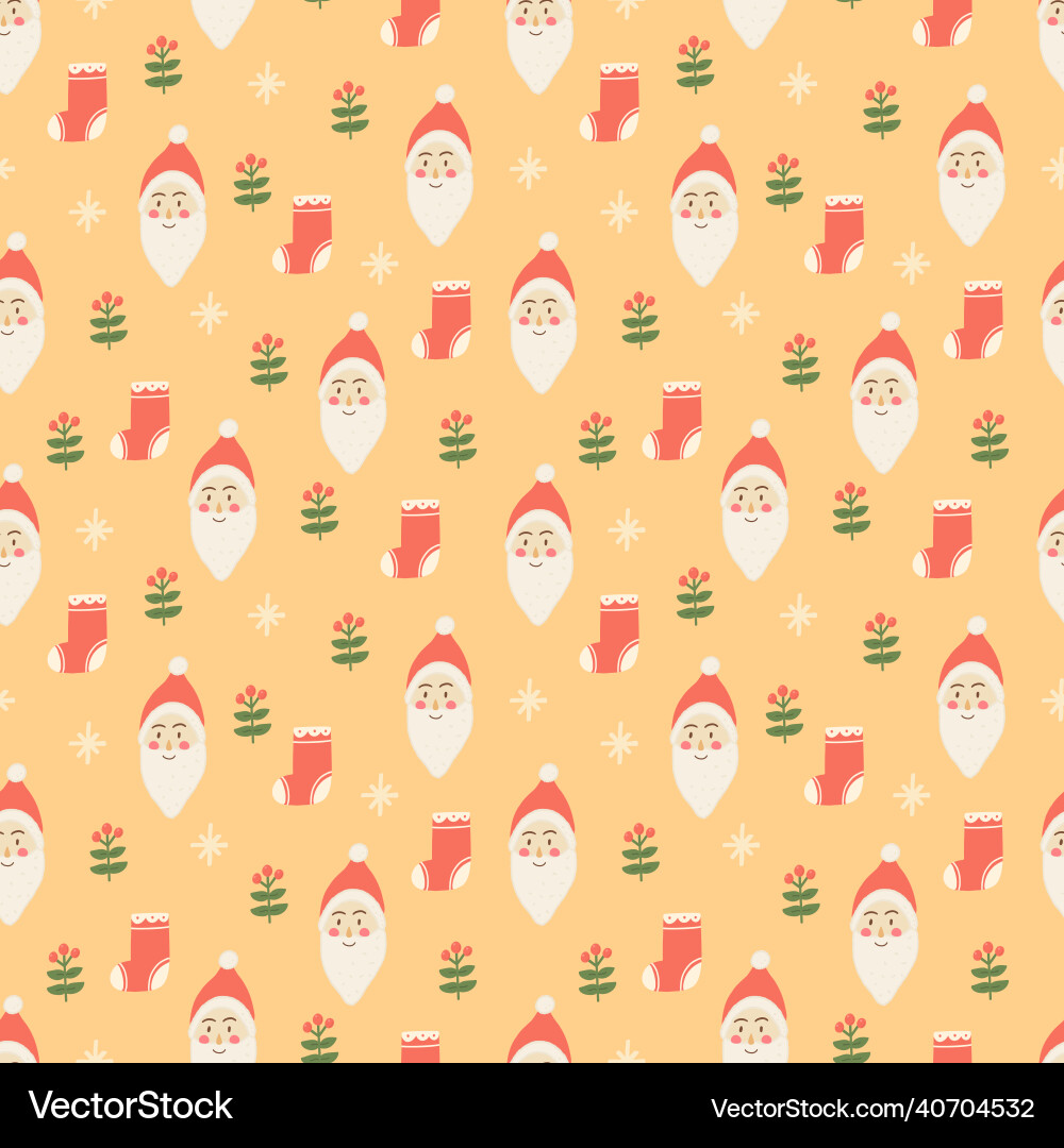 Christmas pattern with santa claus and snowflakes Vector Image