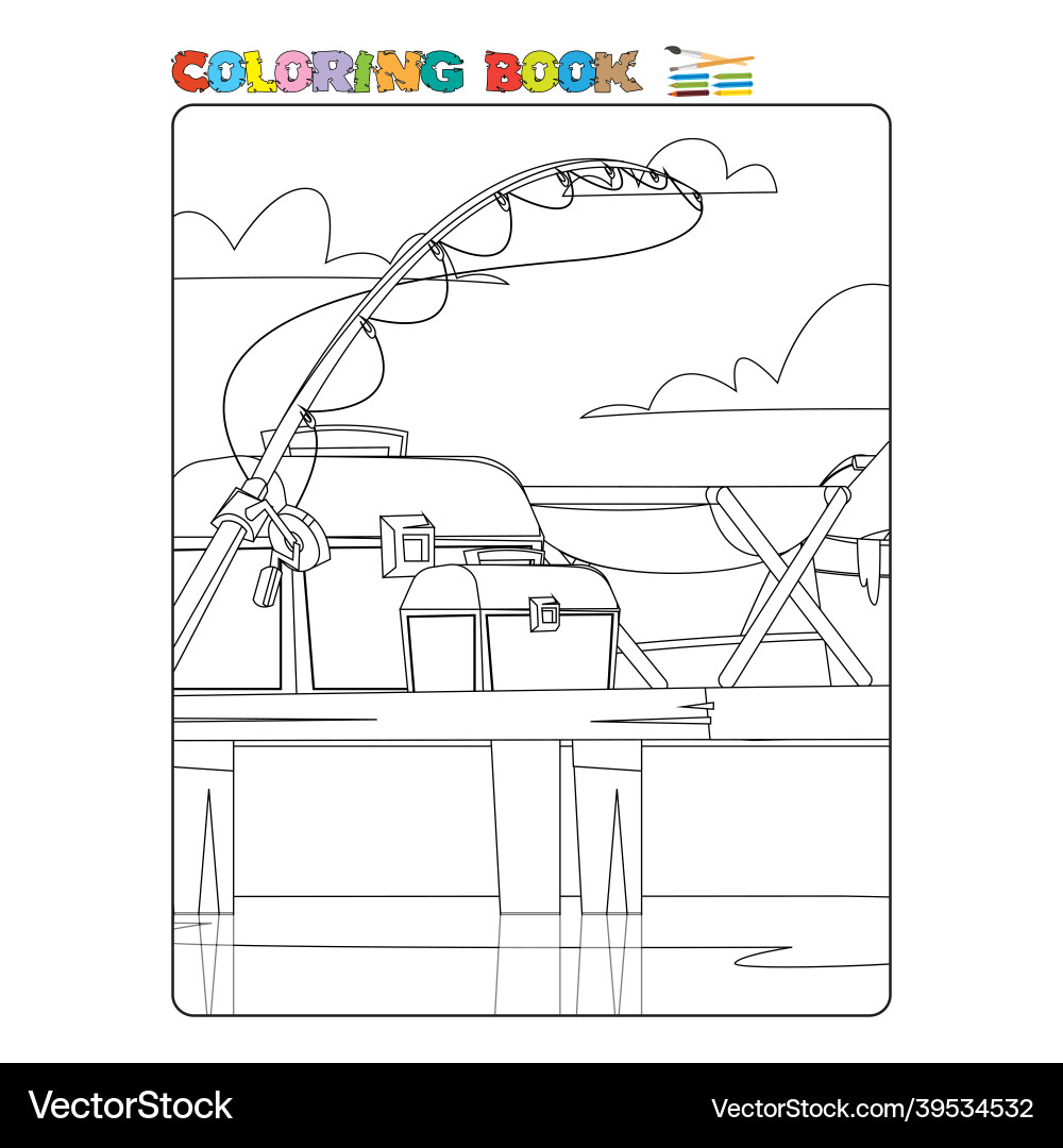 Fisherman coloring page for children Royalty Free Vector