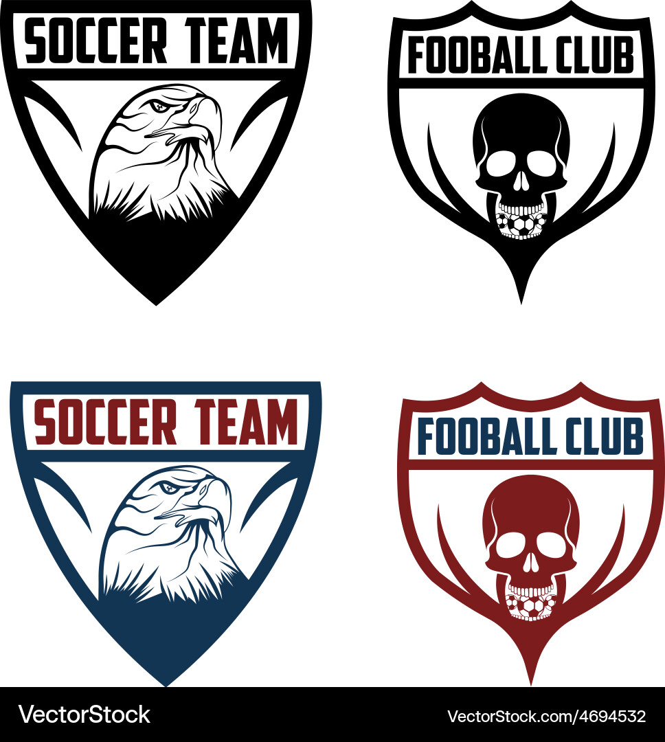 Football team crests set with eagle and skull Vector Image