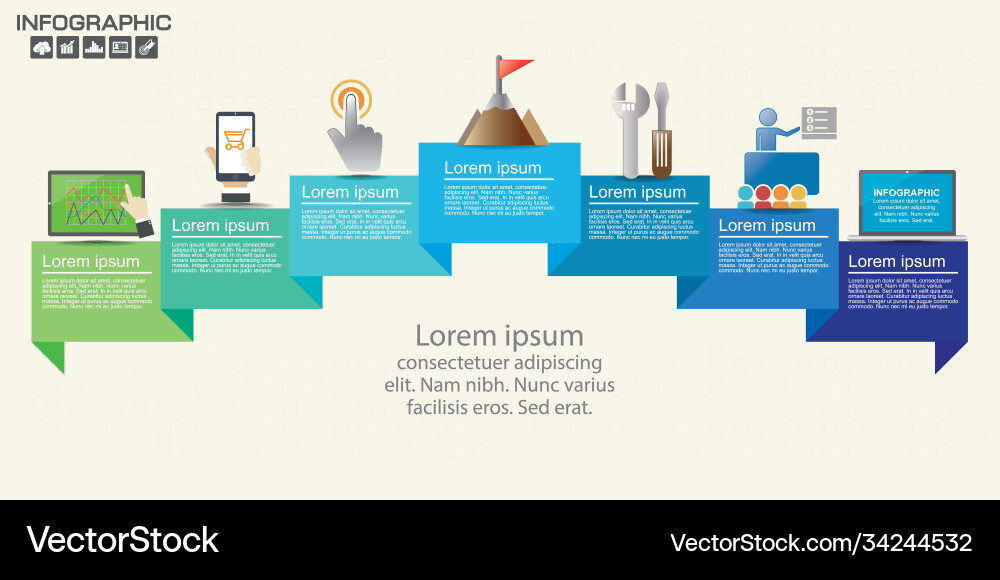 Infographic with business icons seven steps Vector Image