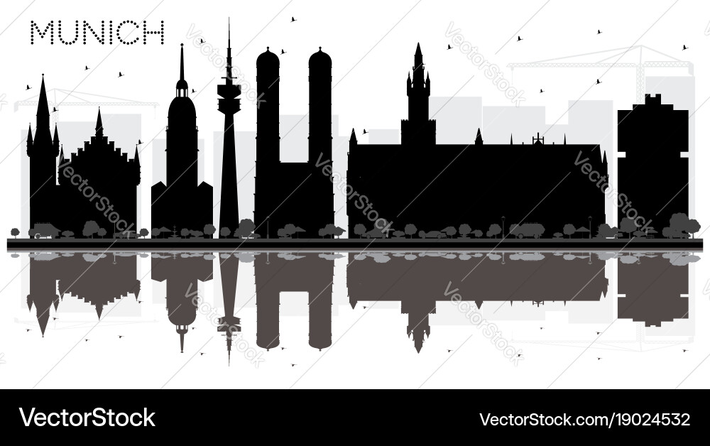 Munich germany city skyline black and white Vector Image