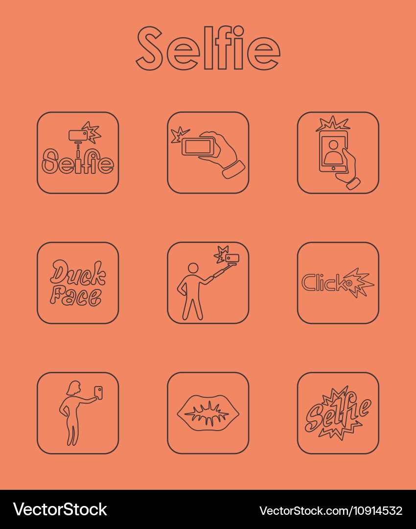 Set of selfie simple icons Royalty Free Vector Image