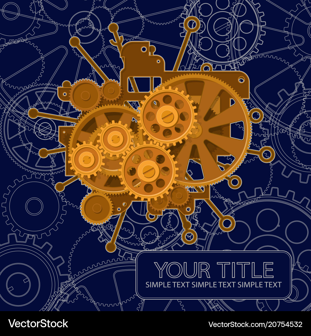 Signboard banner with gear mechanism Royalty Free Vector