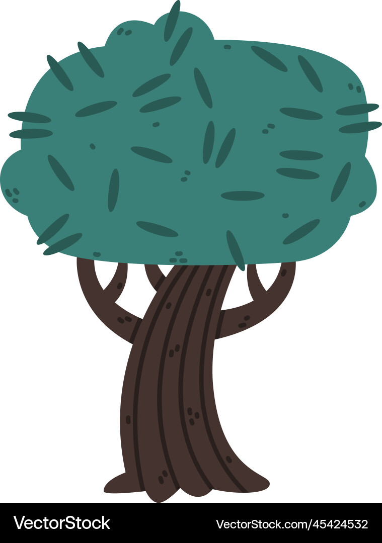 Tree with trunk and lush green crown growing Vector Image