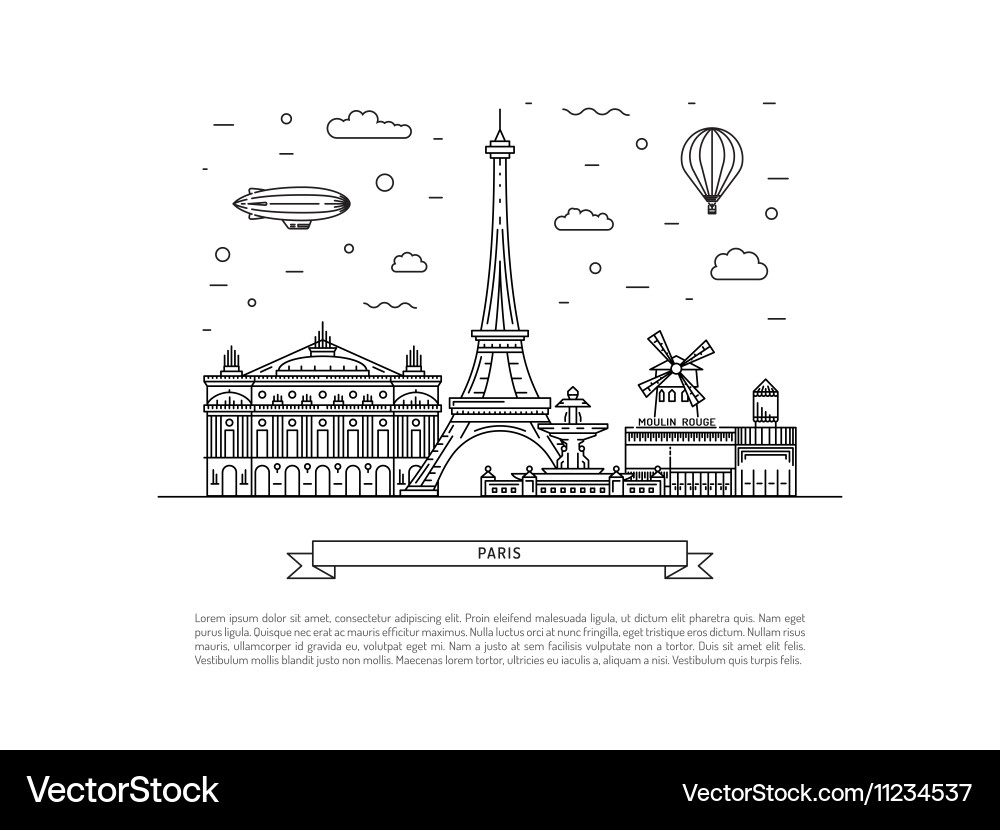 Architectural landmarks of paris Royalty Free Vector Image