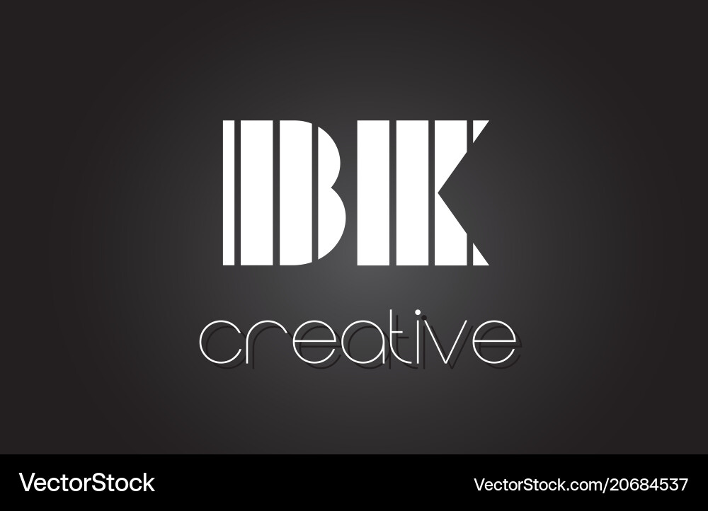 Bk b k letter logo design with white and black Vector Image