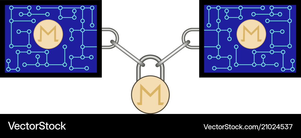 Block chain technology of monero with secure lock Vector Image