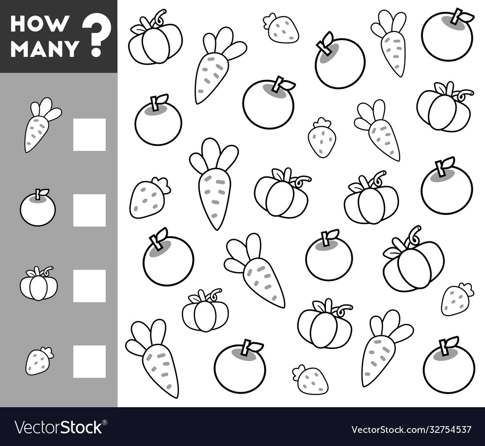 Counting game for children count how many fruits Vector Image