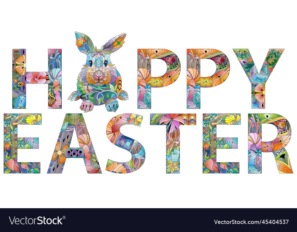 Happy easter colorful word isolated on a white Vector Image