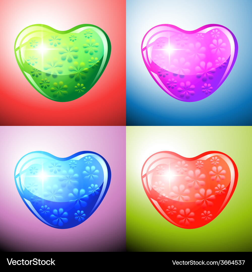 Heart shapes on colorful background Royalty Free Vector