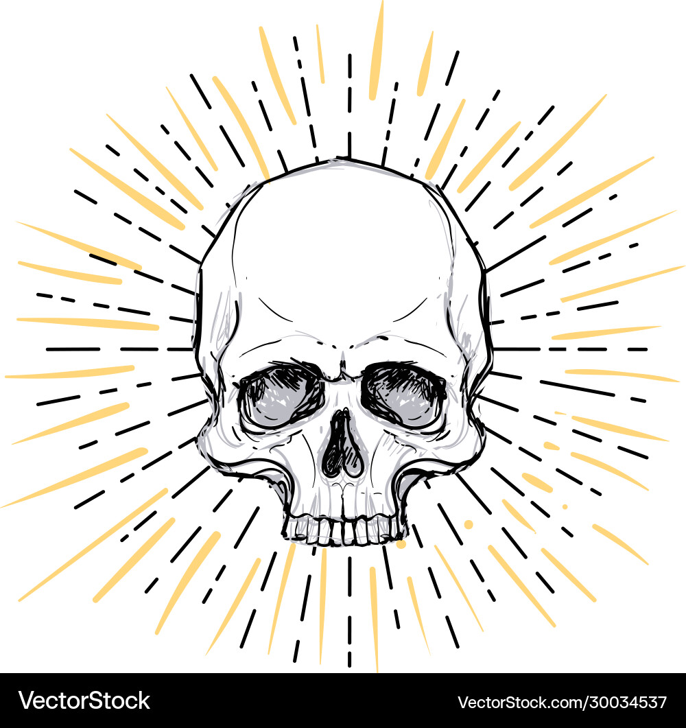 Human skull over sacred geometry symbol demon Vector Image