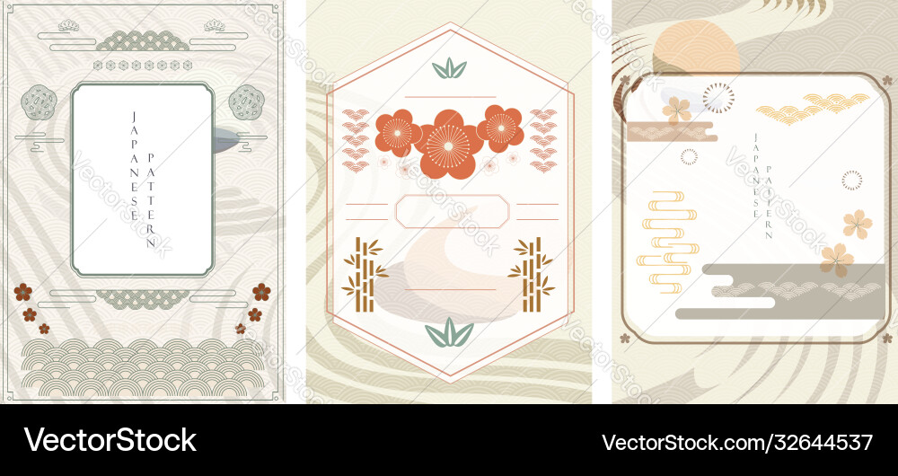 Japanese template zen garden background line Vector Image