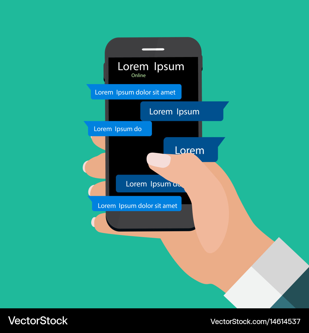 Mobile apps concept hand holding phone social Vector Image