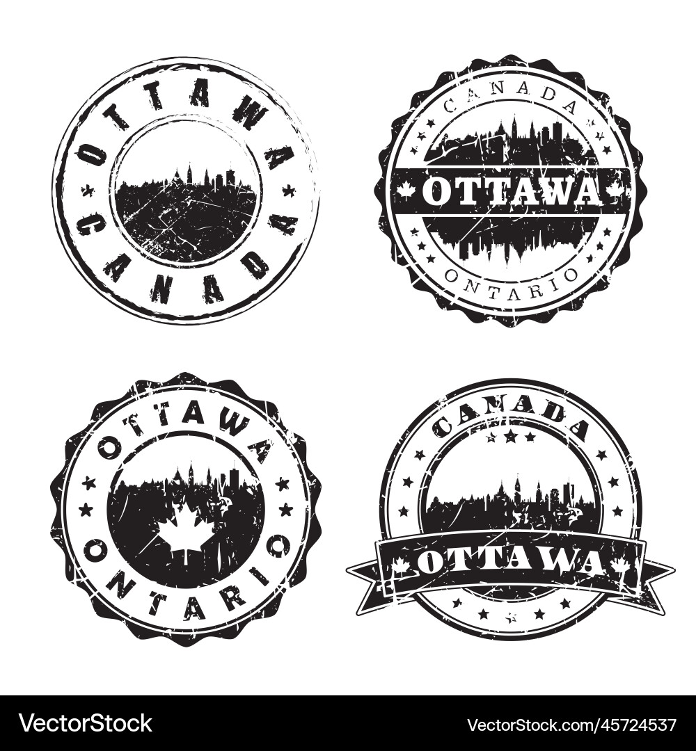 Ottawa ontario stamp skyline postmark silhouette Vector Image