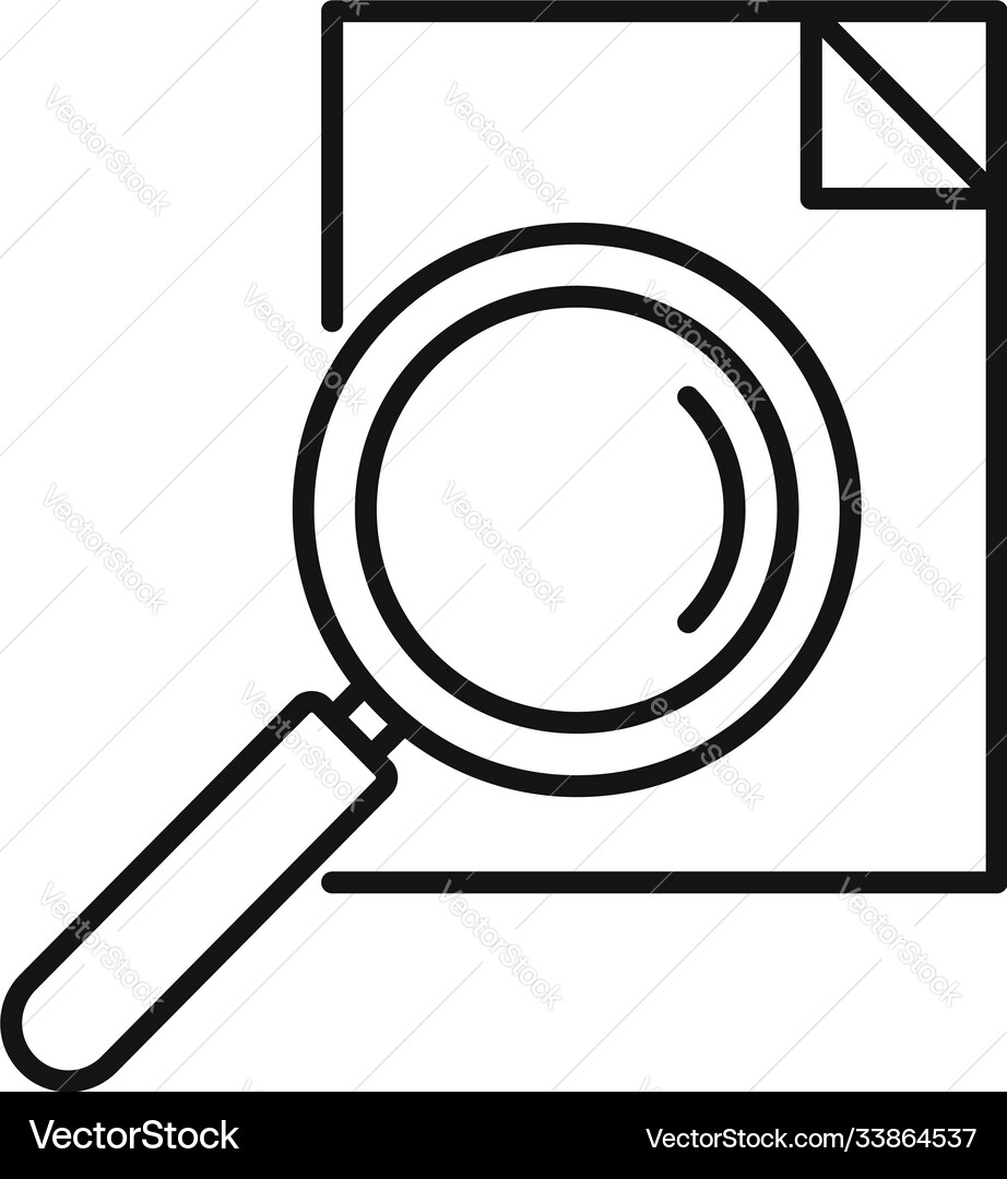 Paper magnifier exploration icon outline style Vector Image