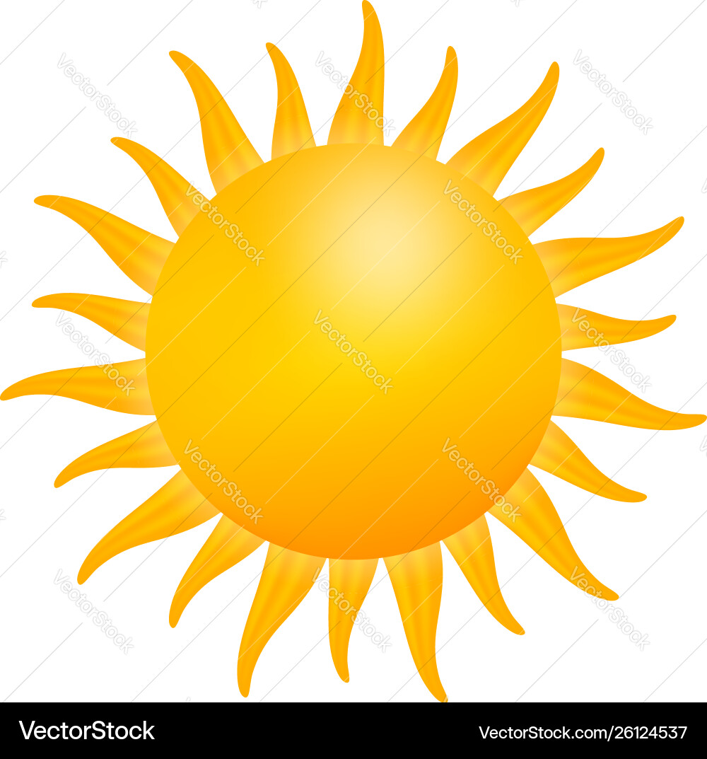 Realistic sun icon for weather design on white Vector Image