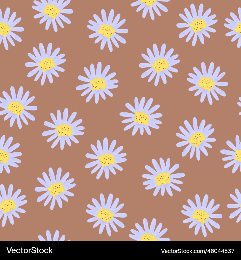 Seamless floral ornament with cute simple violet Vector Image