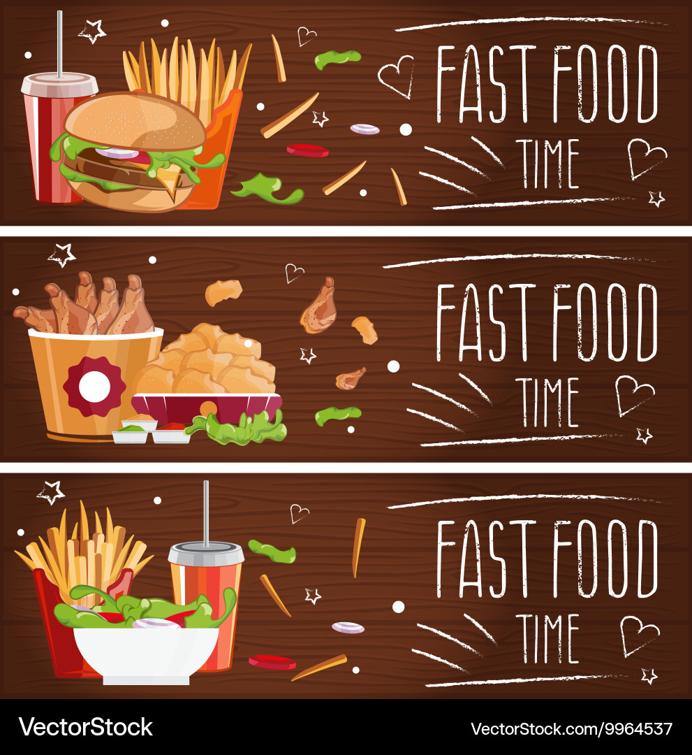 Set banners for theme fast food Royalty Free Vector Image