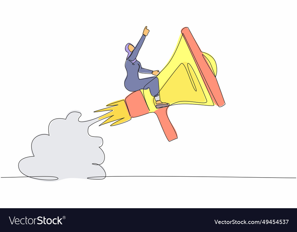 Single continuous line drawing arab businesswoman Vector Image