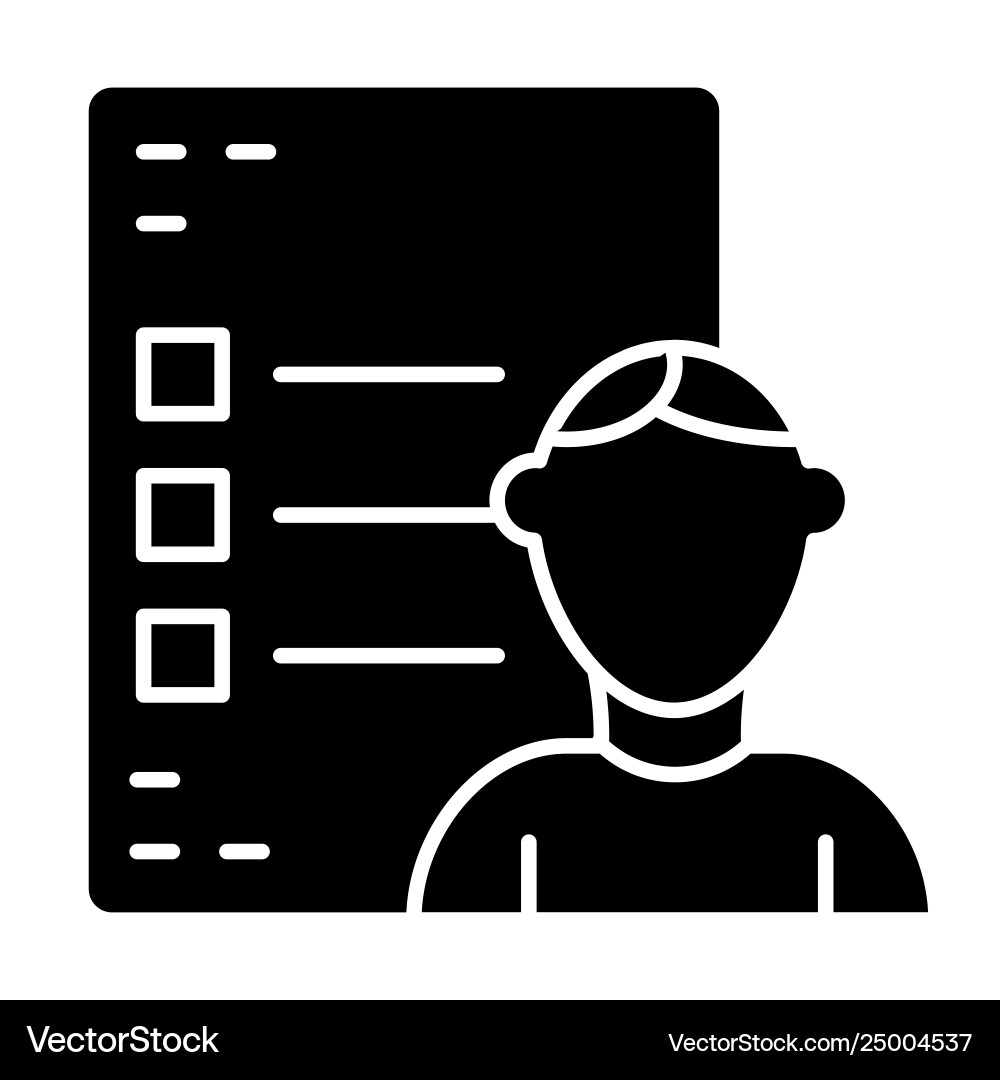 Student and exam test solid icon Royalty Free Vector Image