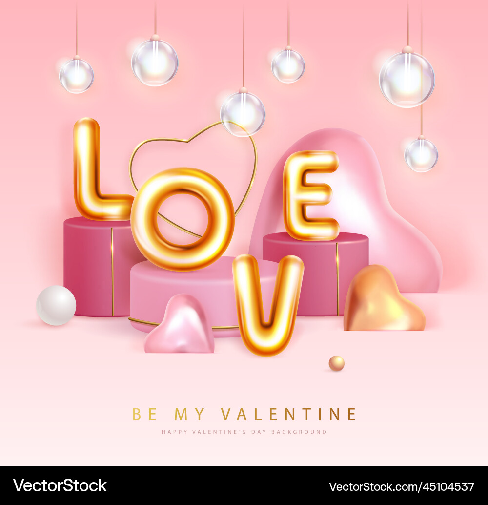 Valentines day poster with 3d chromic letters Vector Image