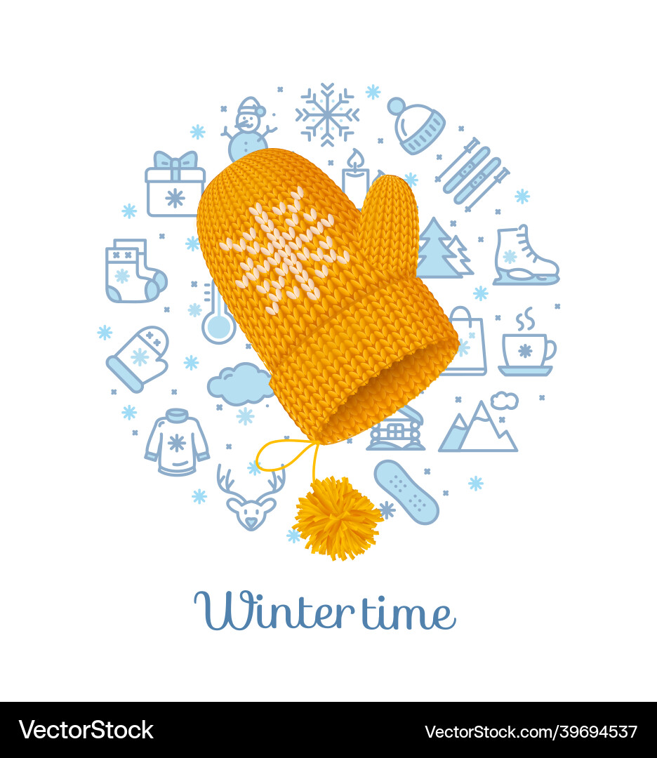 Winter time concept with realistic detailed 3d Vector Image