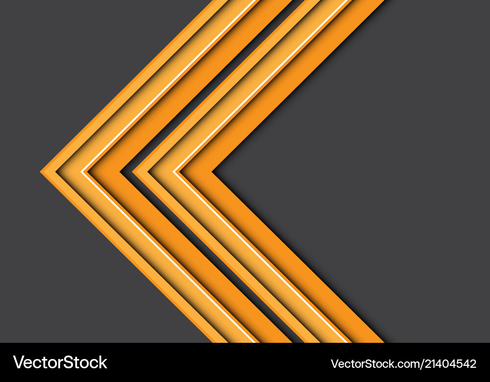 Abstract yellow white line arrow 3d on gray blank Vector Image